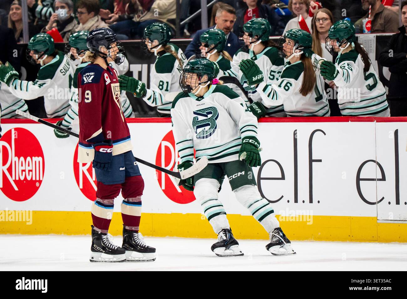 Boston Fleet's Jessie Eldridge (front right) celebrates her goal as ...