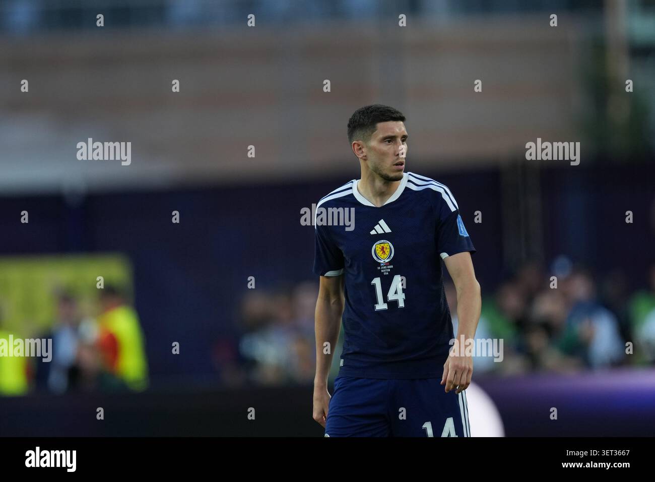 Scotland's Ross Stewart (14) runs into position during the World Cup ...