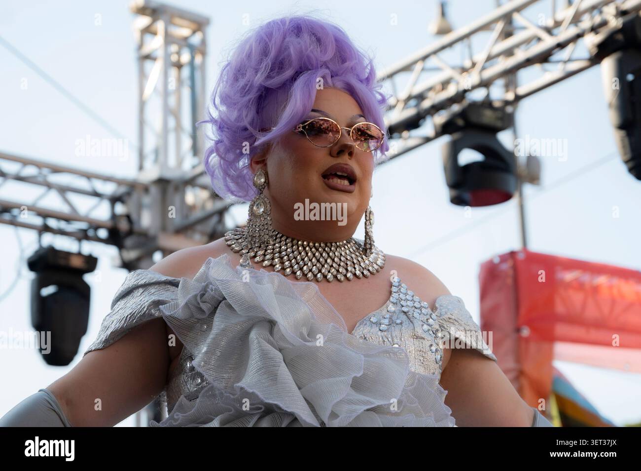 Rome, Italy. 20th June 2026.Drag queen dancing on the Roman gay street ...