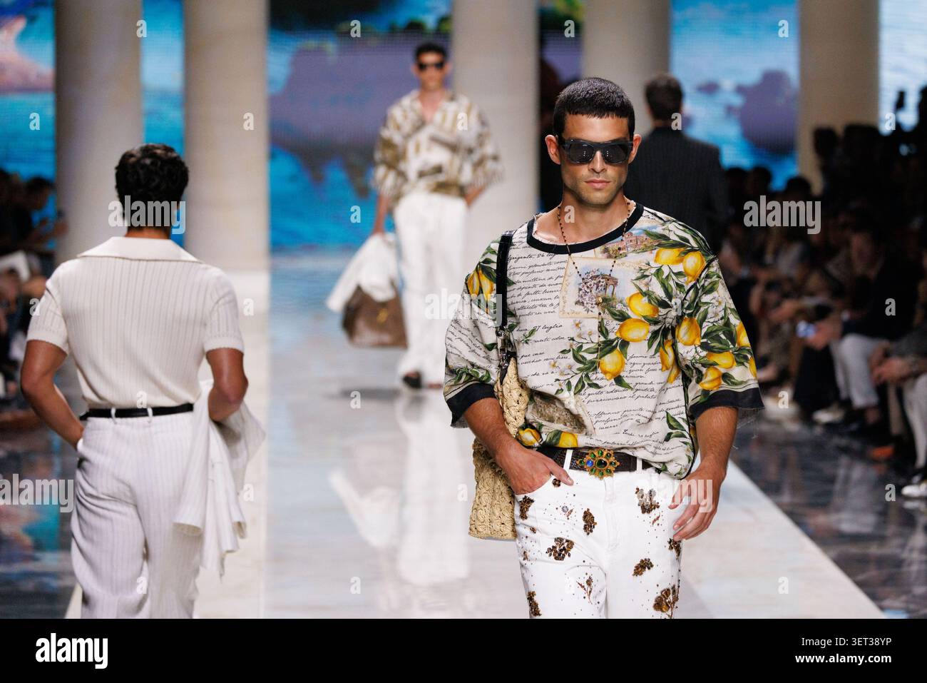 MILAN, ITALY - JUNE 20, 2026: A model walks the runway during the Dolce ...
