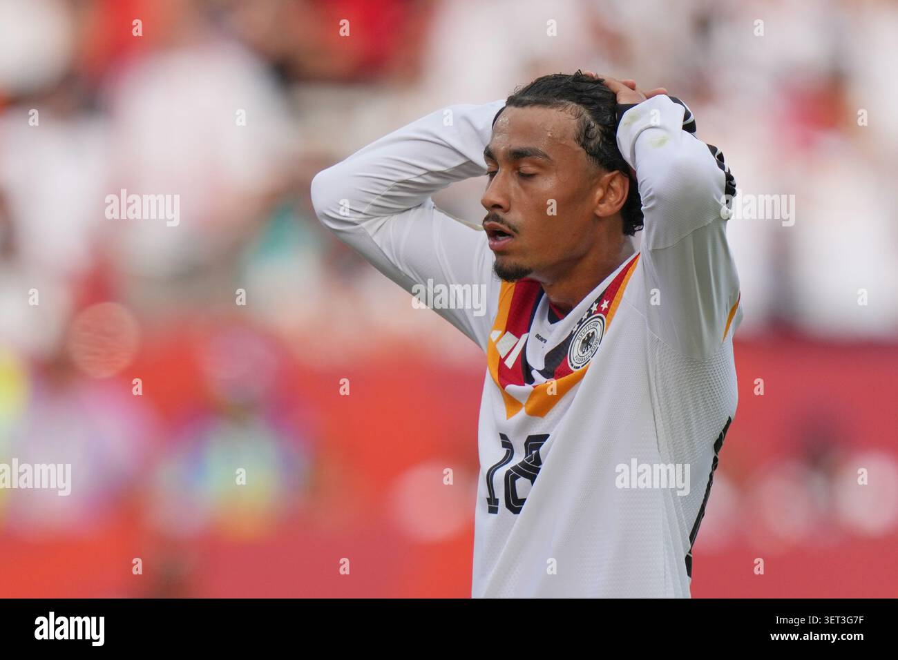 Germany's Nathaniel Brown reacts after missing a chance to score a goal ...