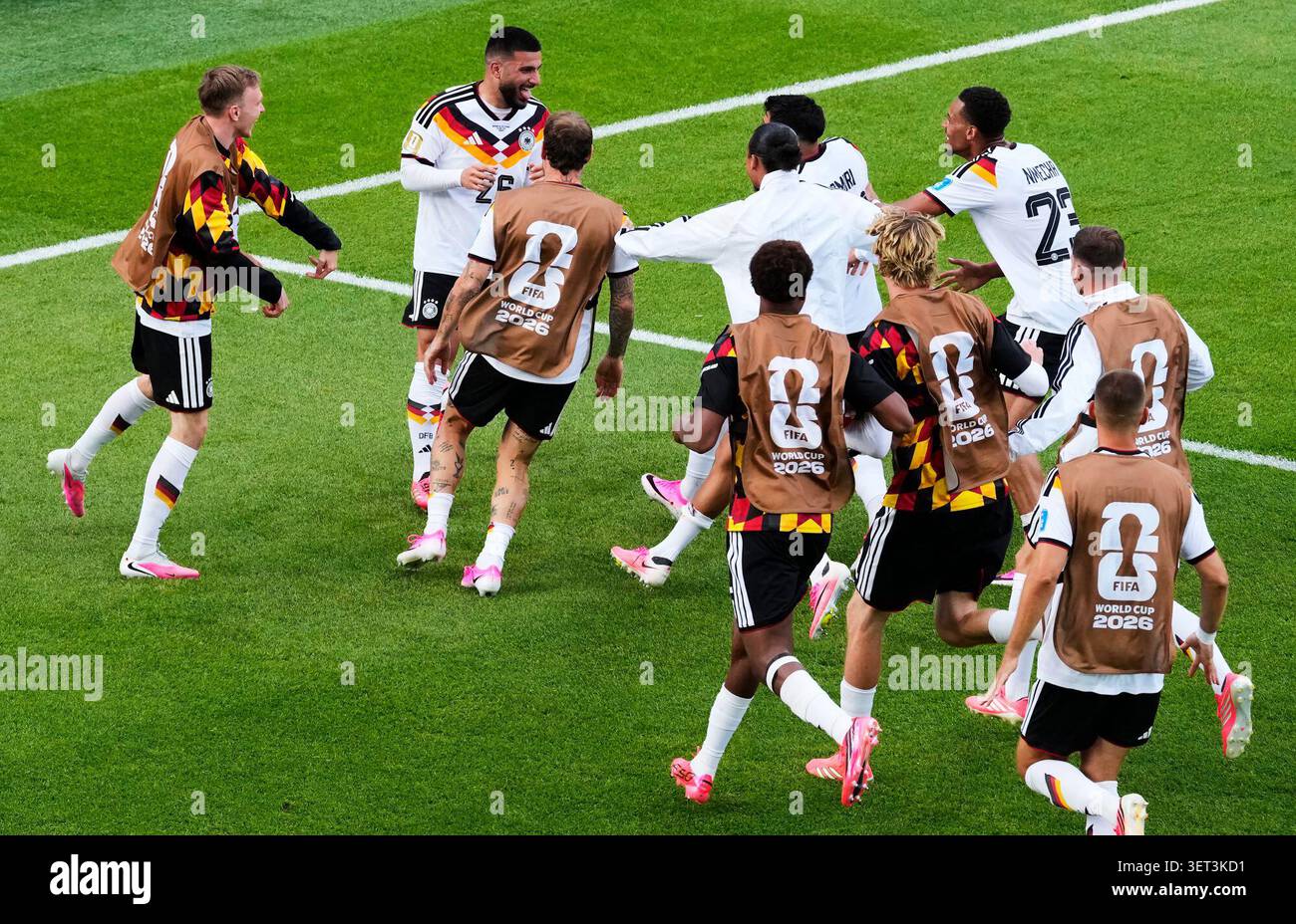 Germany's Deniz Undav (26) is mobbed by teammates after scoring their ...