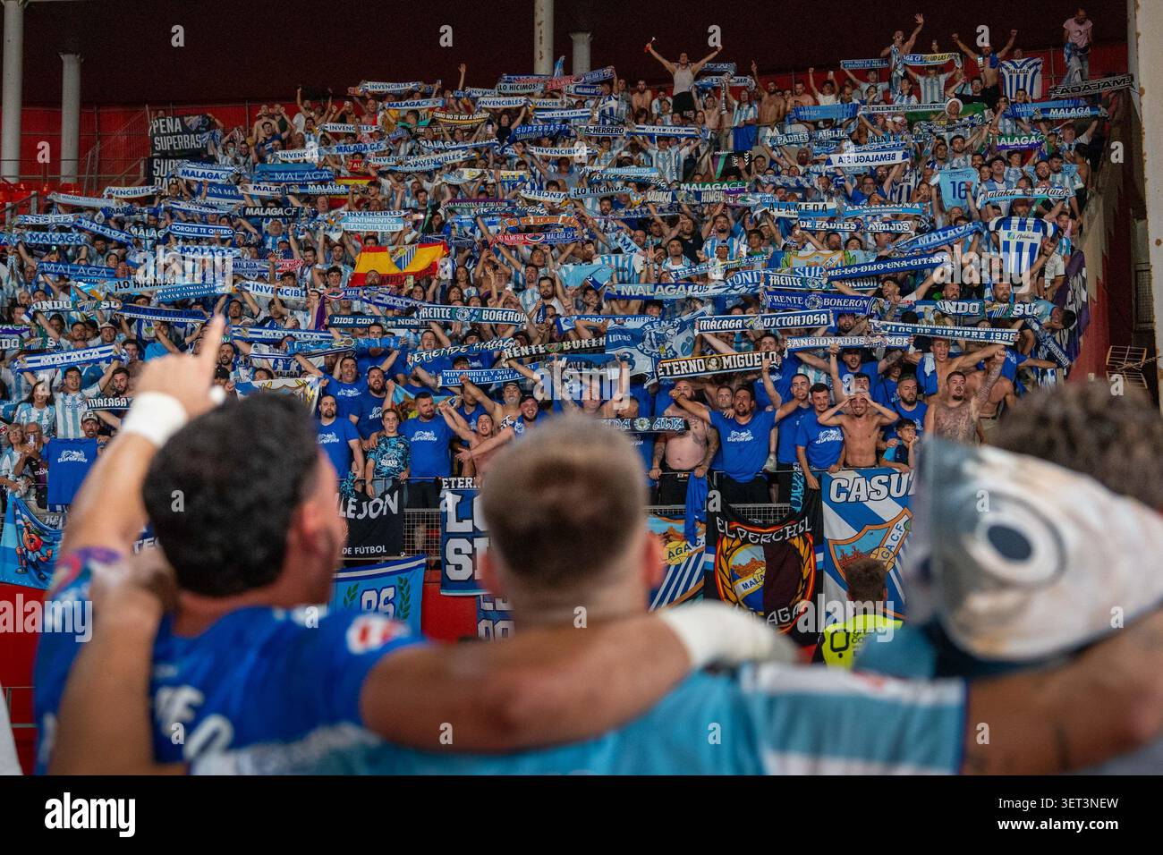 Almeria, Spain - June 20th: Malaga players singing the anthem after ...
