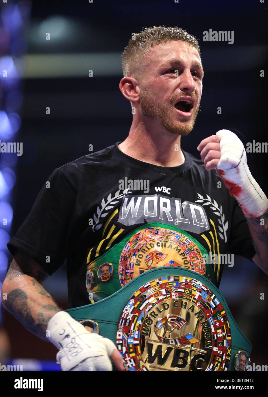 Ryan Garner celebrates following victory in the vacant WBC Interim ...