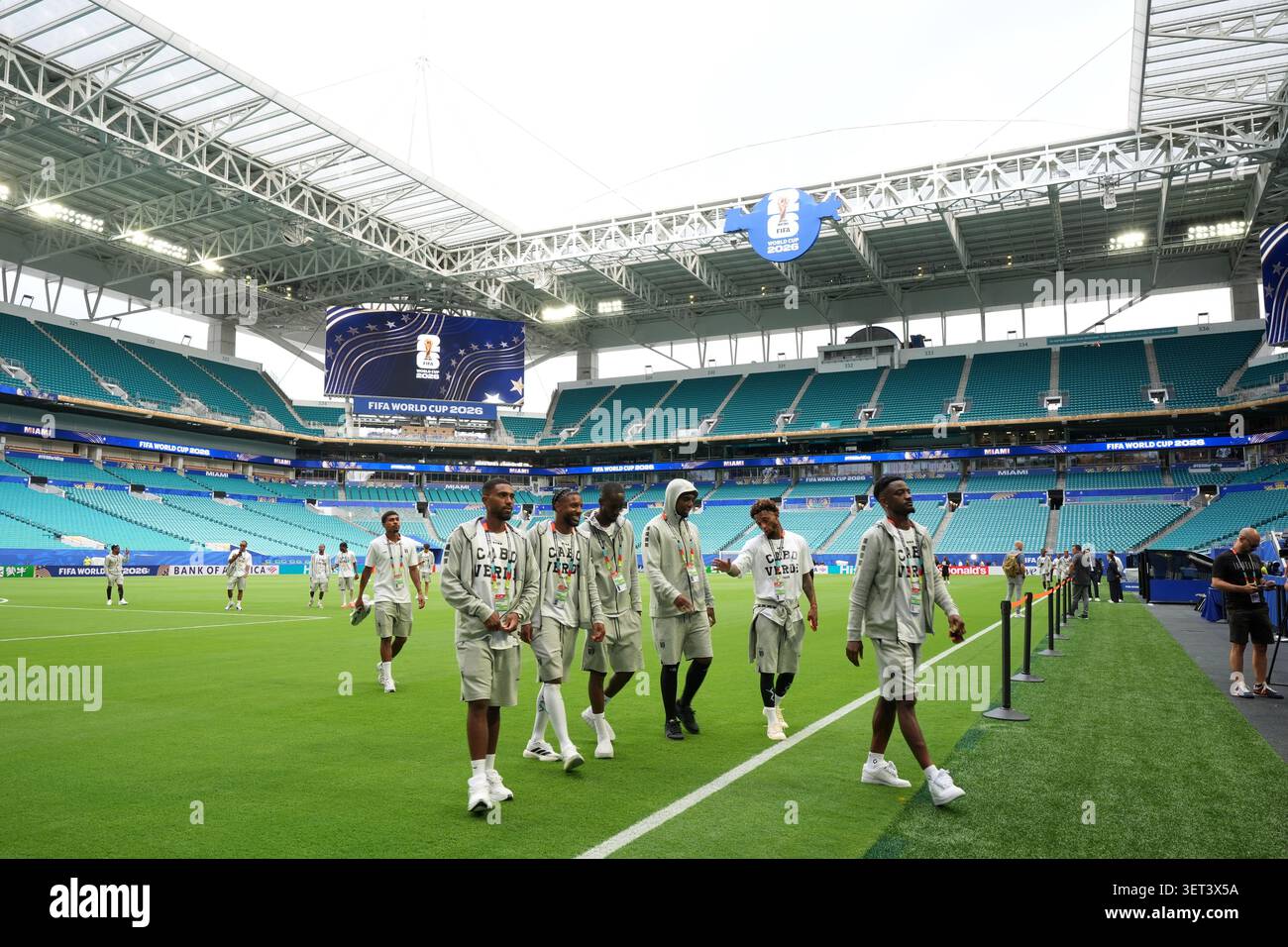 Cabo Verde players leave after visiting the pitch on the eve of the ...