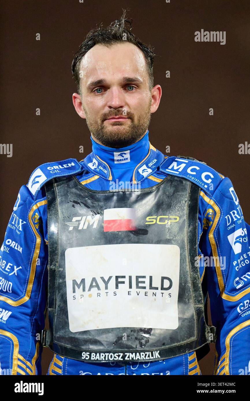 Bartosz Zmarzlik of Poland #95 on the podium during the 2026 DEWALT FIM ...