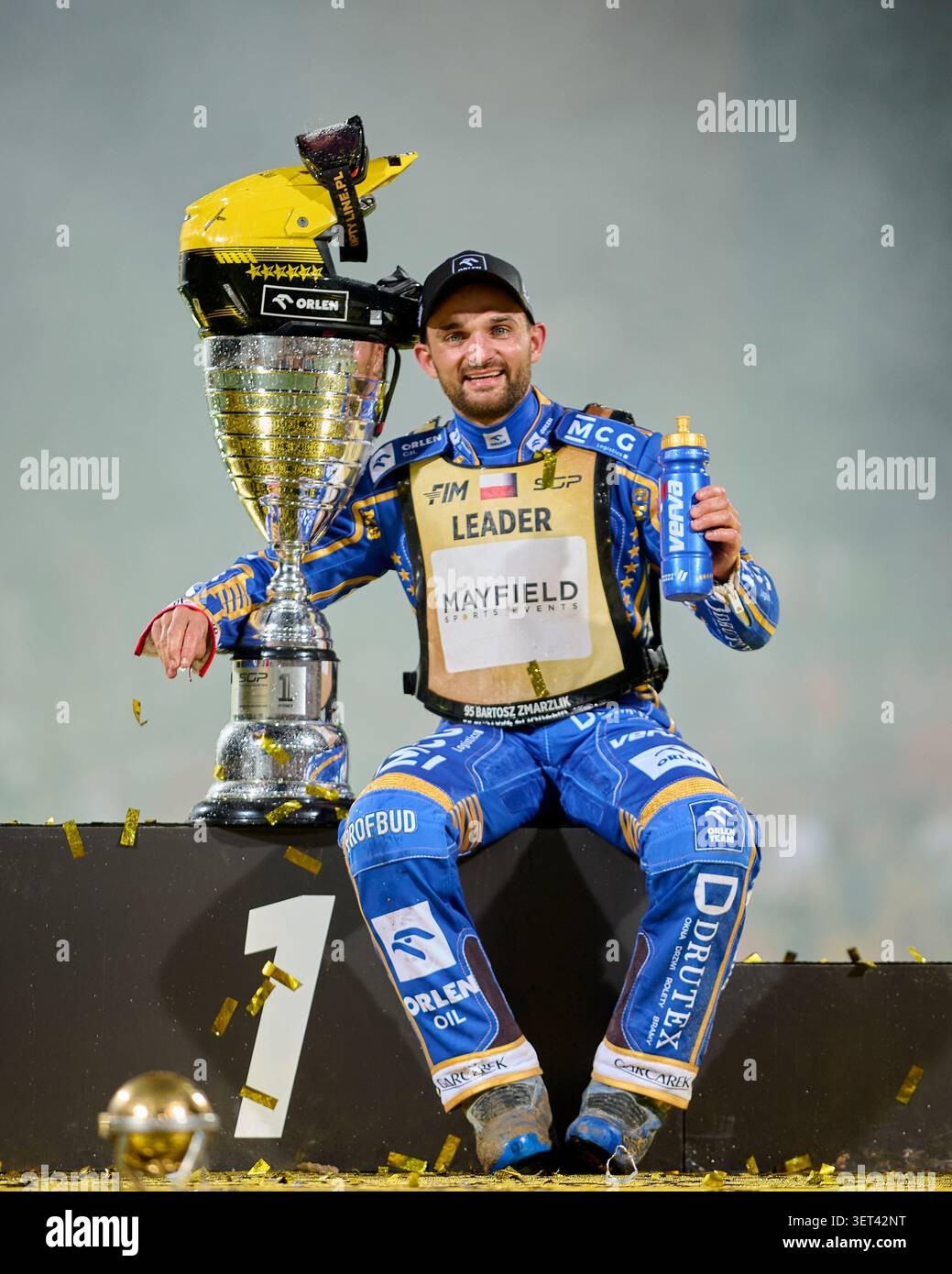 Bartosz Zmarzlik of Poland #95 on the podium during the 2026 DEWALT FIM ...