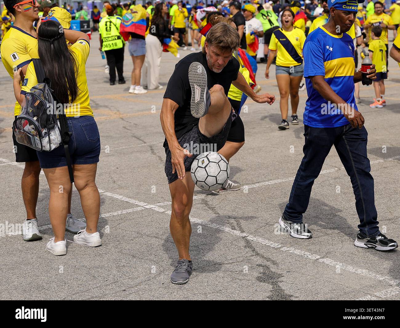 June 20, 2026: A fan demonstrates his soccer ball handling skills in ...