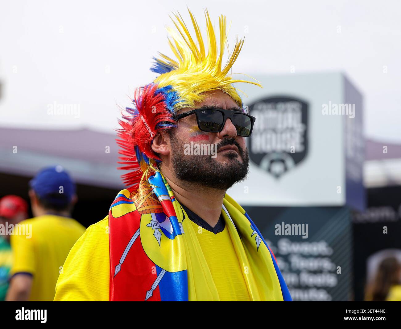 June 20, 2026: An Ecuador fan looks on in the fan zone prior to a World ...