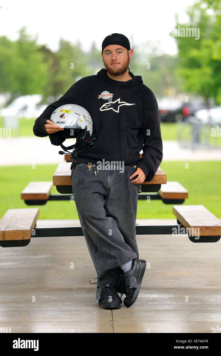 Caden Skelton poses for a photo at a park in Sherwood Park, Alta., on ...