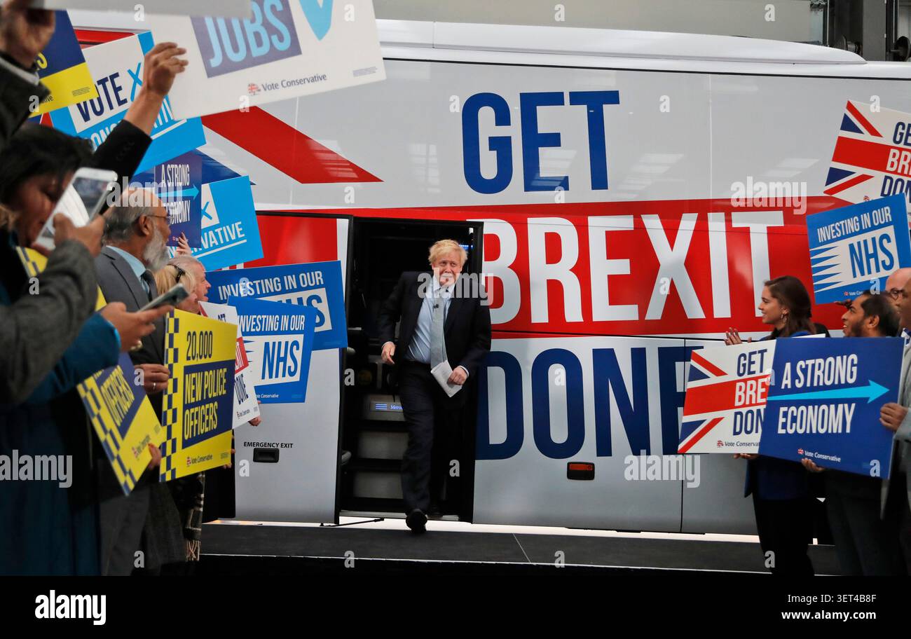 FILE - Britain's Prime Minister Boris Johnson addresses his supporters ...