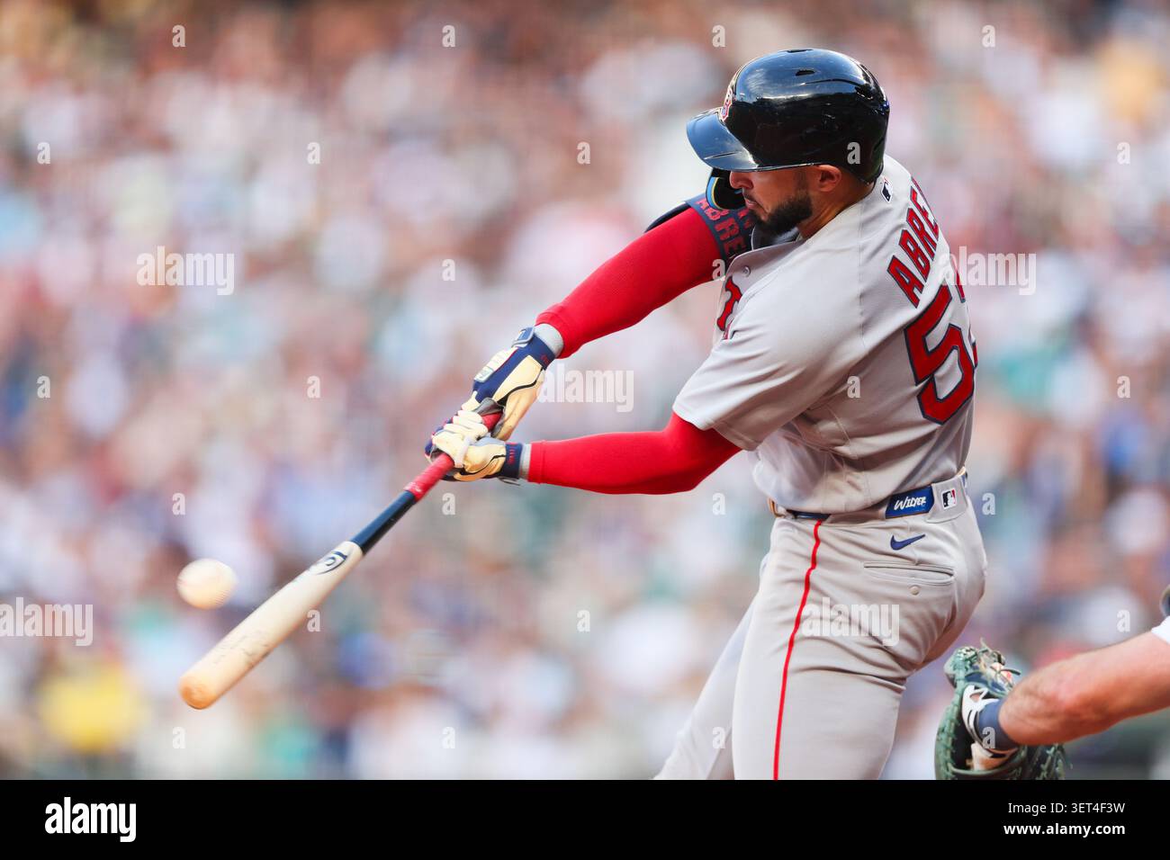 Boston Red Sox's Wilyer Abreu hits a two-run home run in the fourth ...