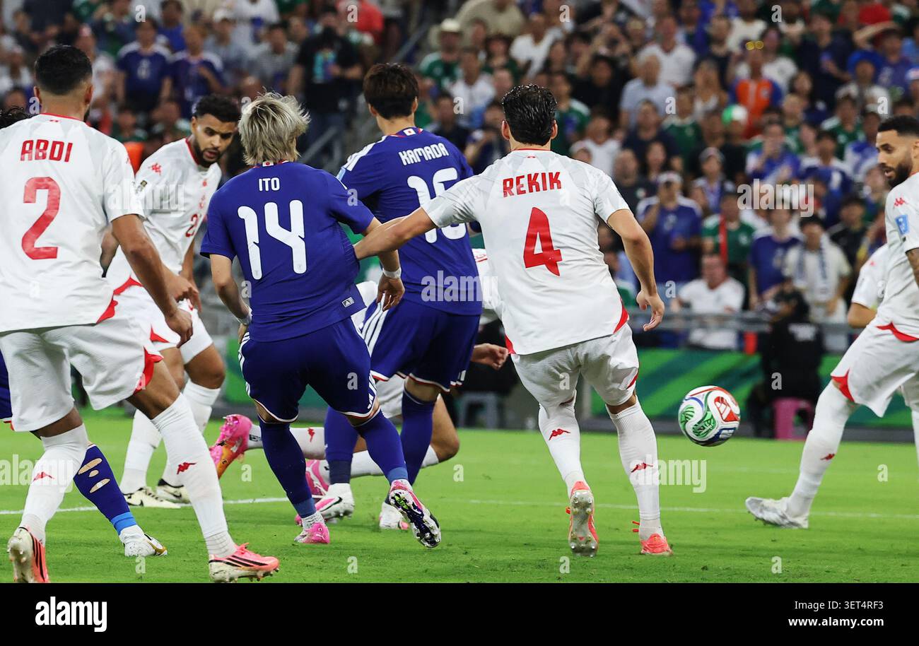 Daichi Kamada (15) of Japan scores an opener in the first half of 2026 ...
