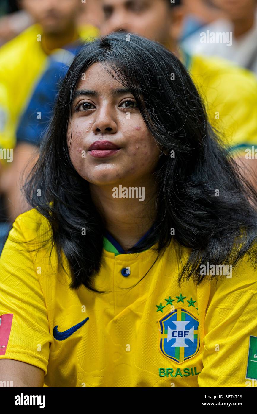 A Brazilian woman seen watching the FIFA 2026 World Cup match between ...
