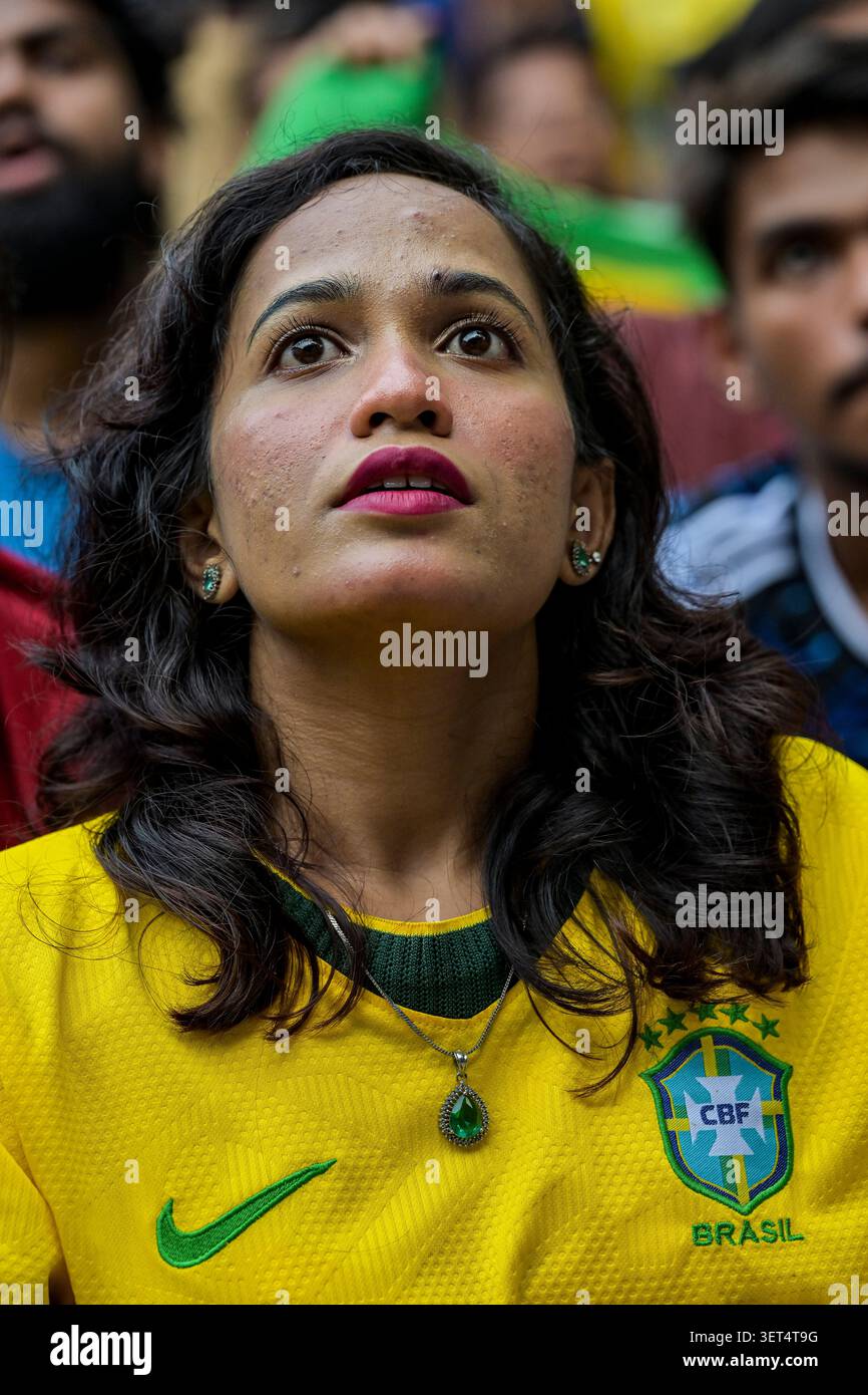 A Brazil football fan is seen watching the FIFA 2026 World Cup match ...
