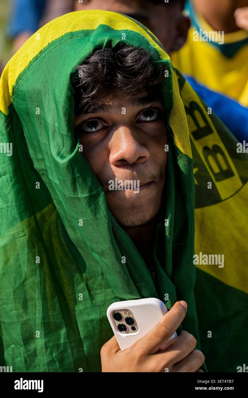 A Brazil football fan seen watching the FIFA 2026 World Cup match ...