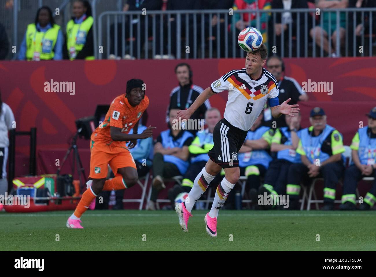 Joshua Kimmich #06 of Germany heads the ball during the 2026 FIFA World ...