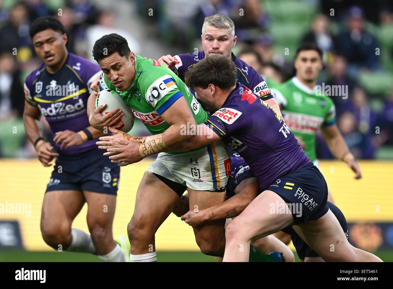 Joseph Tapine of the Raiders during the NRL Round 16 match between the ...