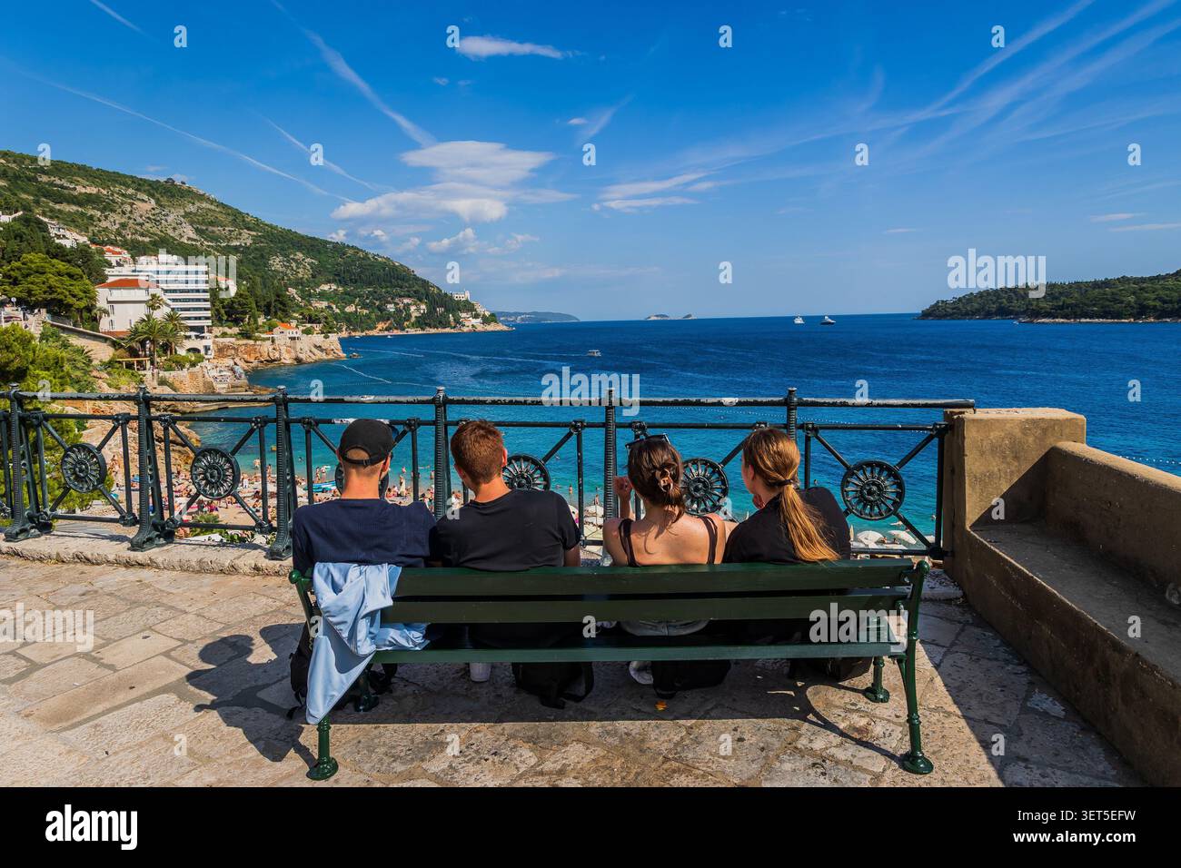 People enjoying the beach at Banje beach at the start of summer season ...