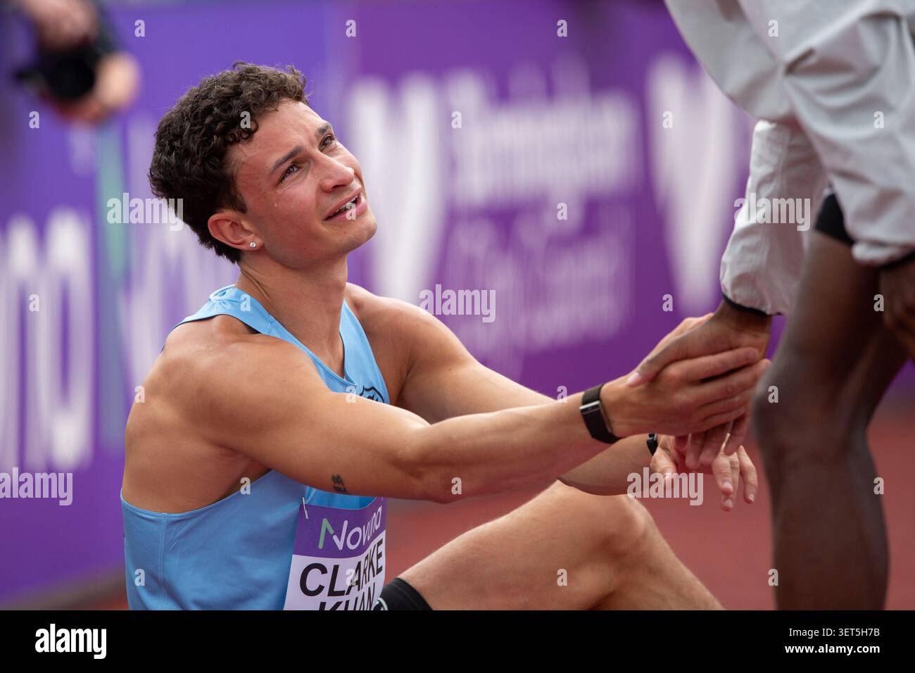 Joel Clarke Khan shakes opponents hand after winning the Mens Pole ...