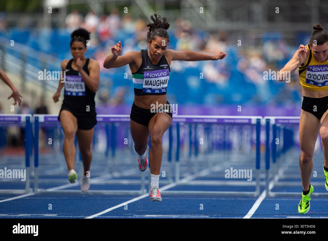 Etienne Maughan qualifies from the Womens 100m Hurdles heats at the UK ...