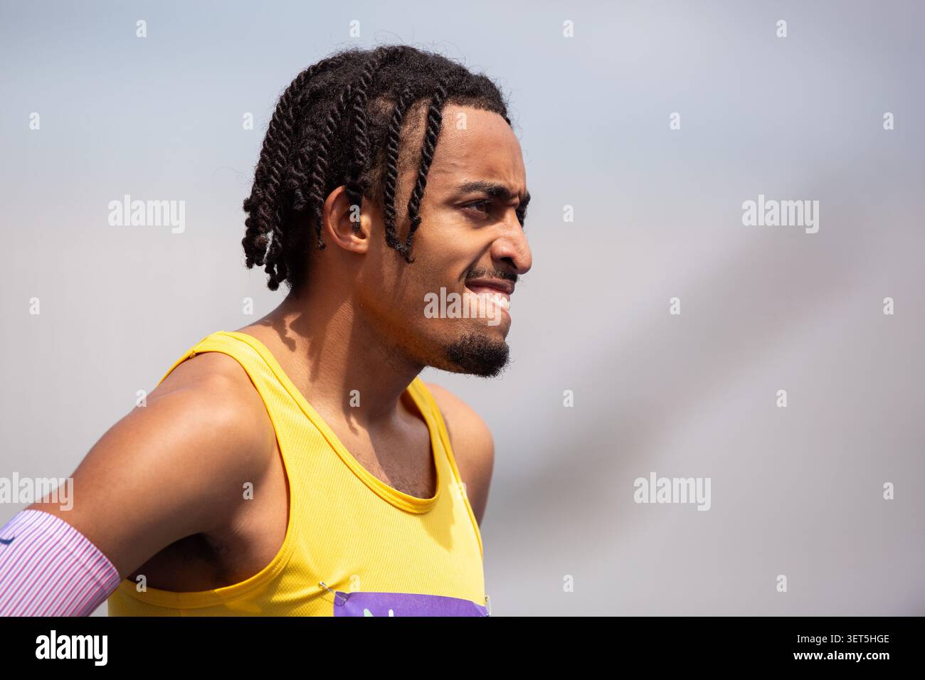 Headshot of Onyeka Okoh ahead of the Mens 400m Hurdles heats at the UK ...