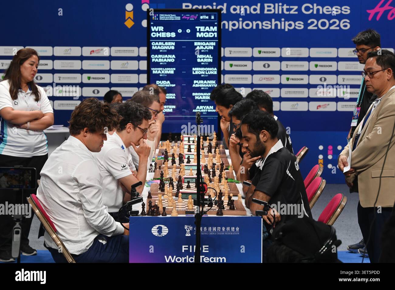 Magnus Carlsen, a Norwegian player battles Arjun Erigaisi, an Indian ...