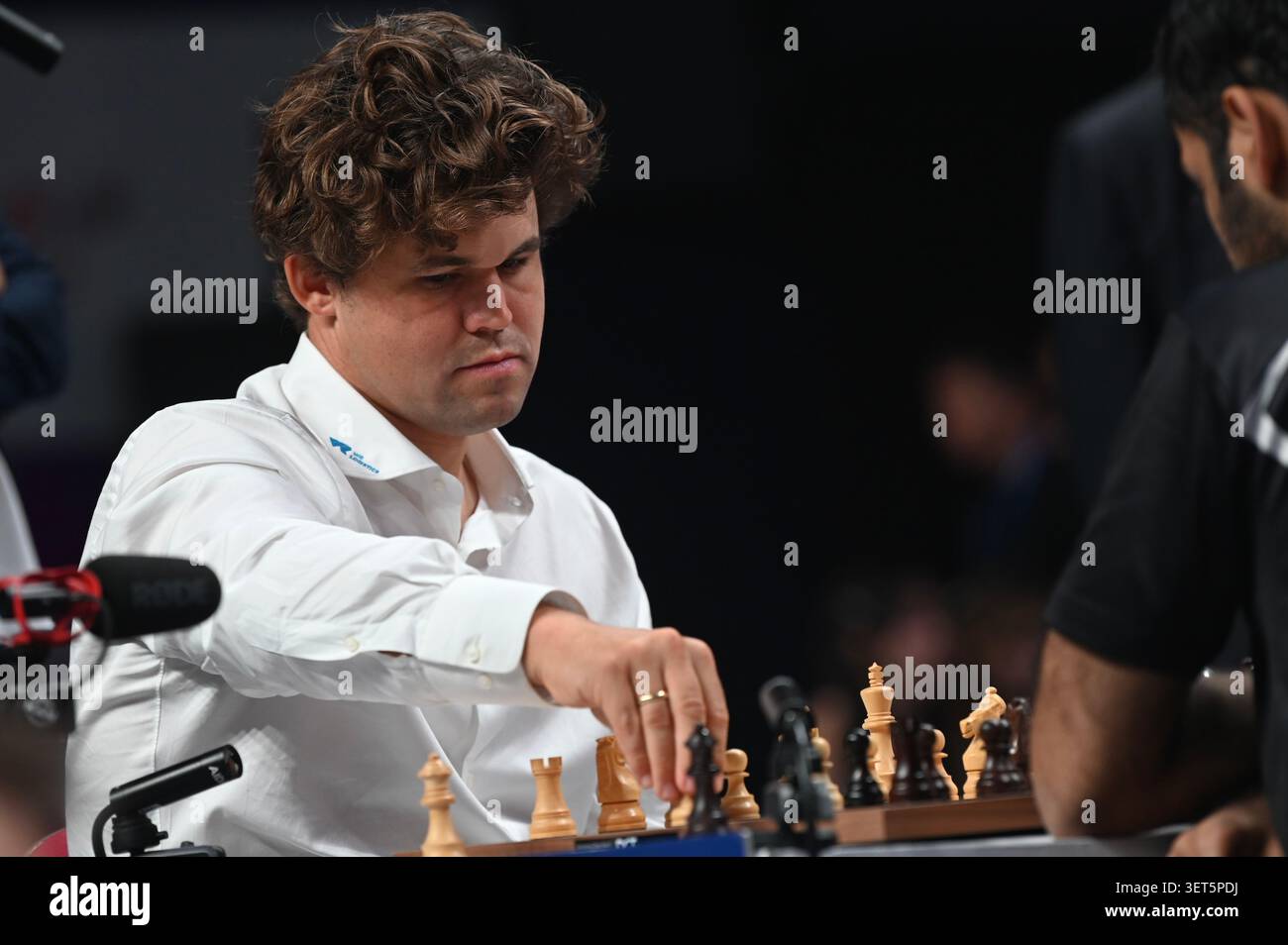 Magnus Carlsen, a Norwegian player battles Arjun Erigaisi, an Indian ...