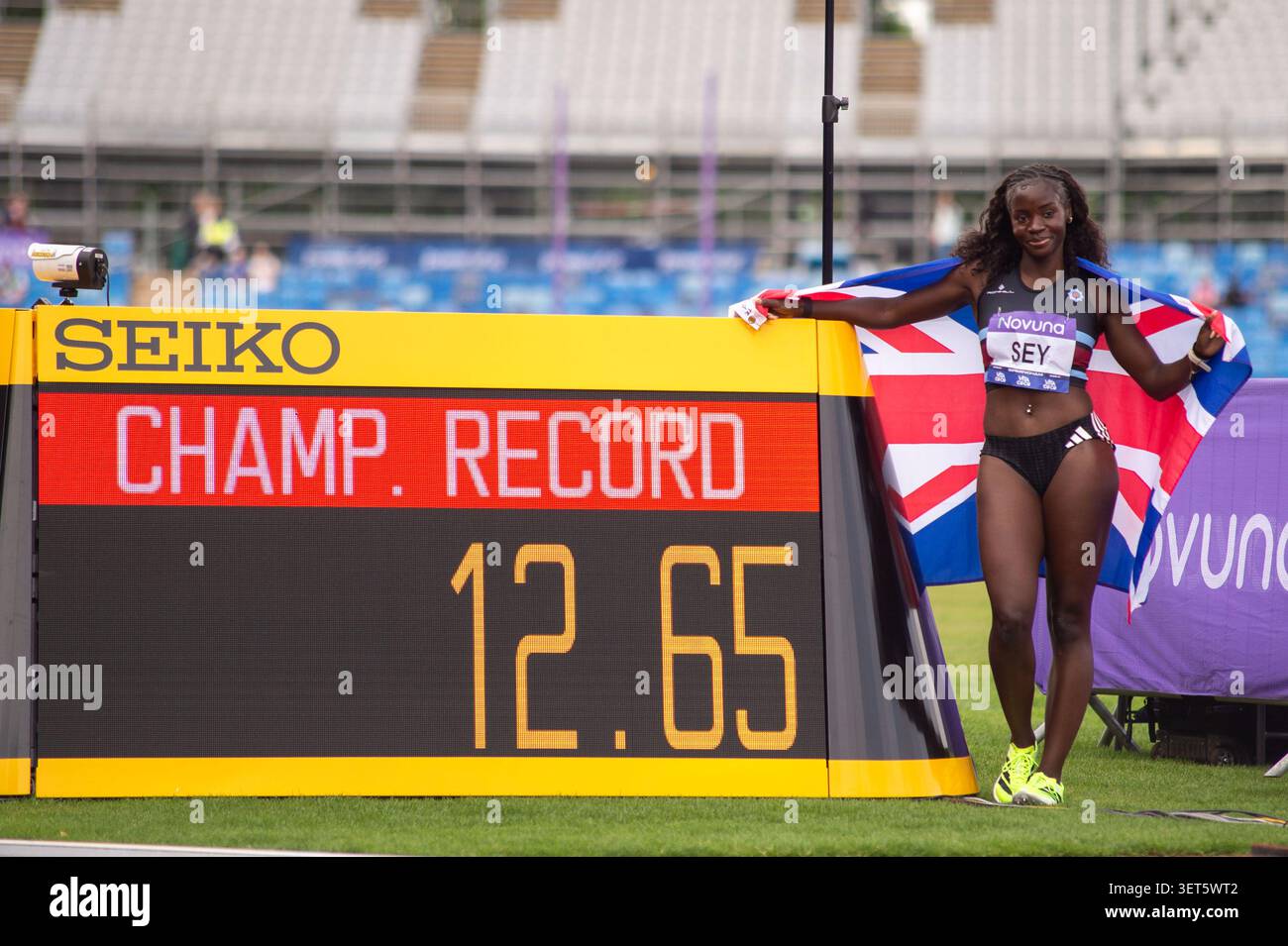 Marcia Sey with a Championship Record in the Womens 100m Hurdles at the ...