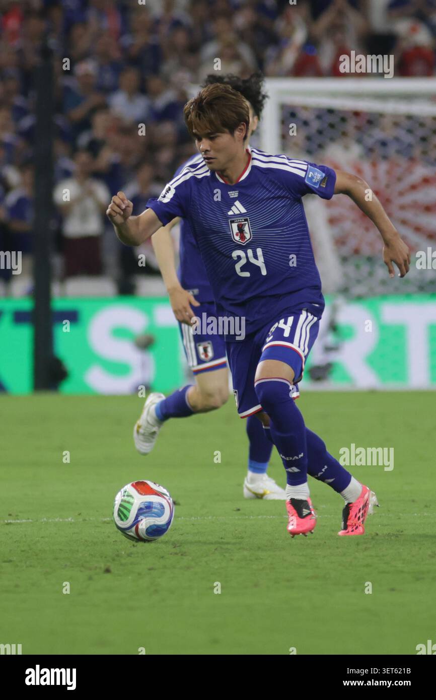 Kaishū Sano #24 of Japan national team runs whit the ball during the ...