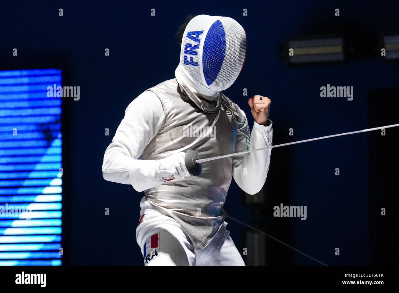 Anas ANANE of France celebrates during 2026 European Fencing ...