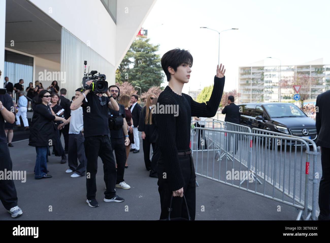 Chinese actor Yu Chengen arrives for Prada's Spring/Summer 2027 men's ...
