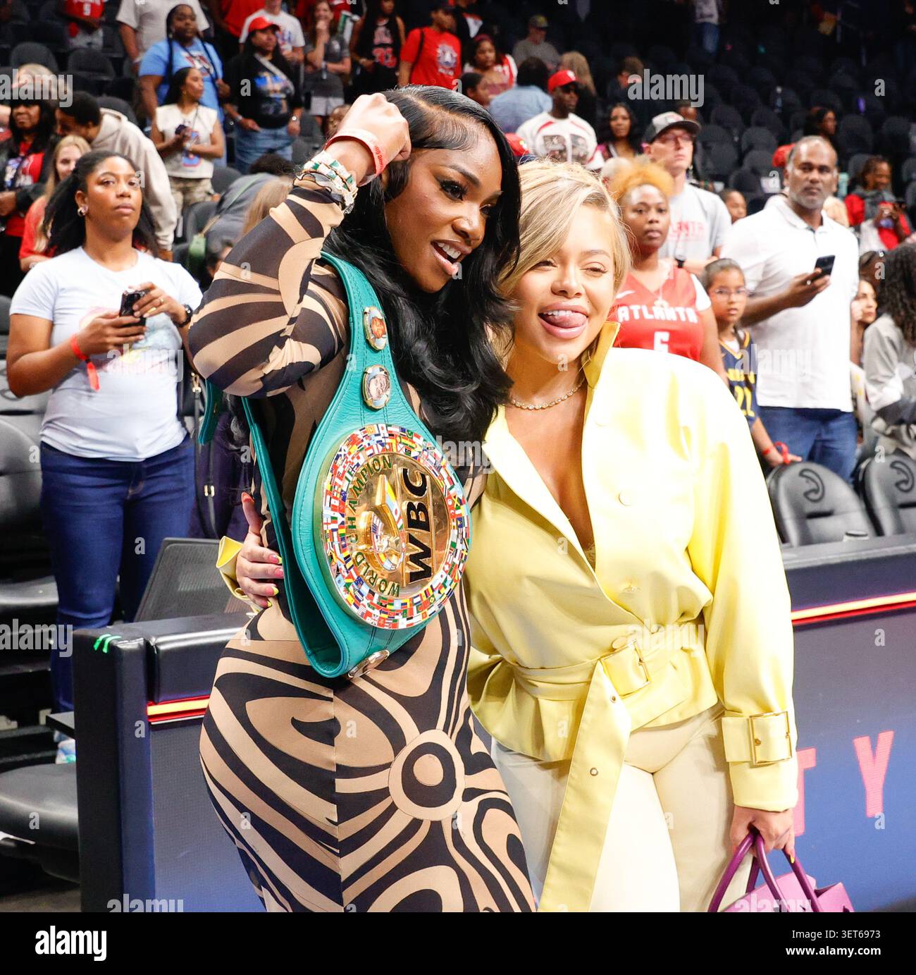 Claressa Shields and Latto take a picture after the Indiana Fever and ...