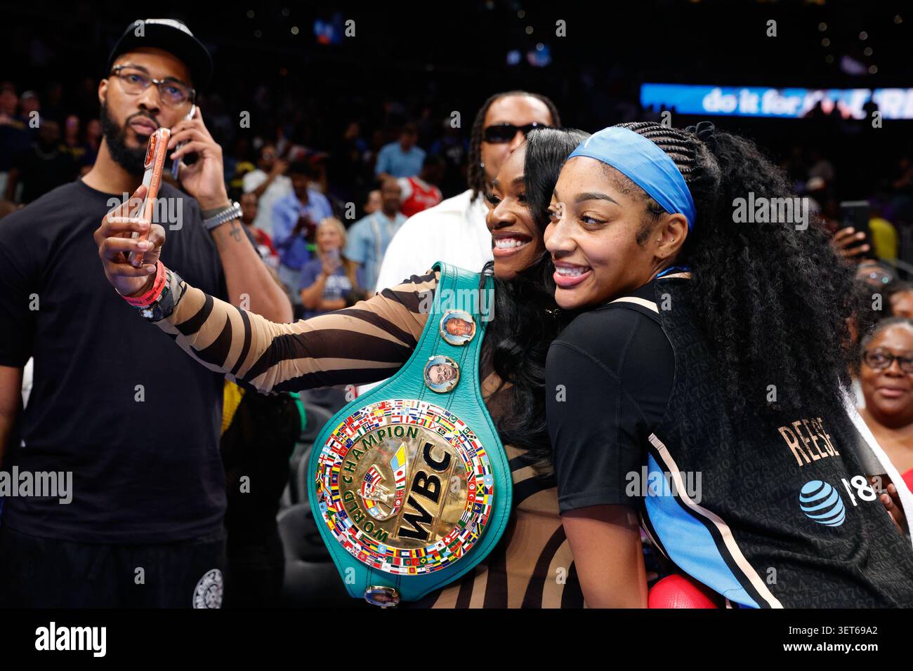Claressa Shields and Angel Reese take a picture after the Indiana Fever ...