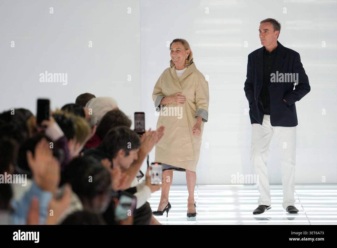 Miuccia Prada, left, and Raf Simons, co-creative directors of Prada ...