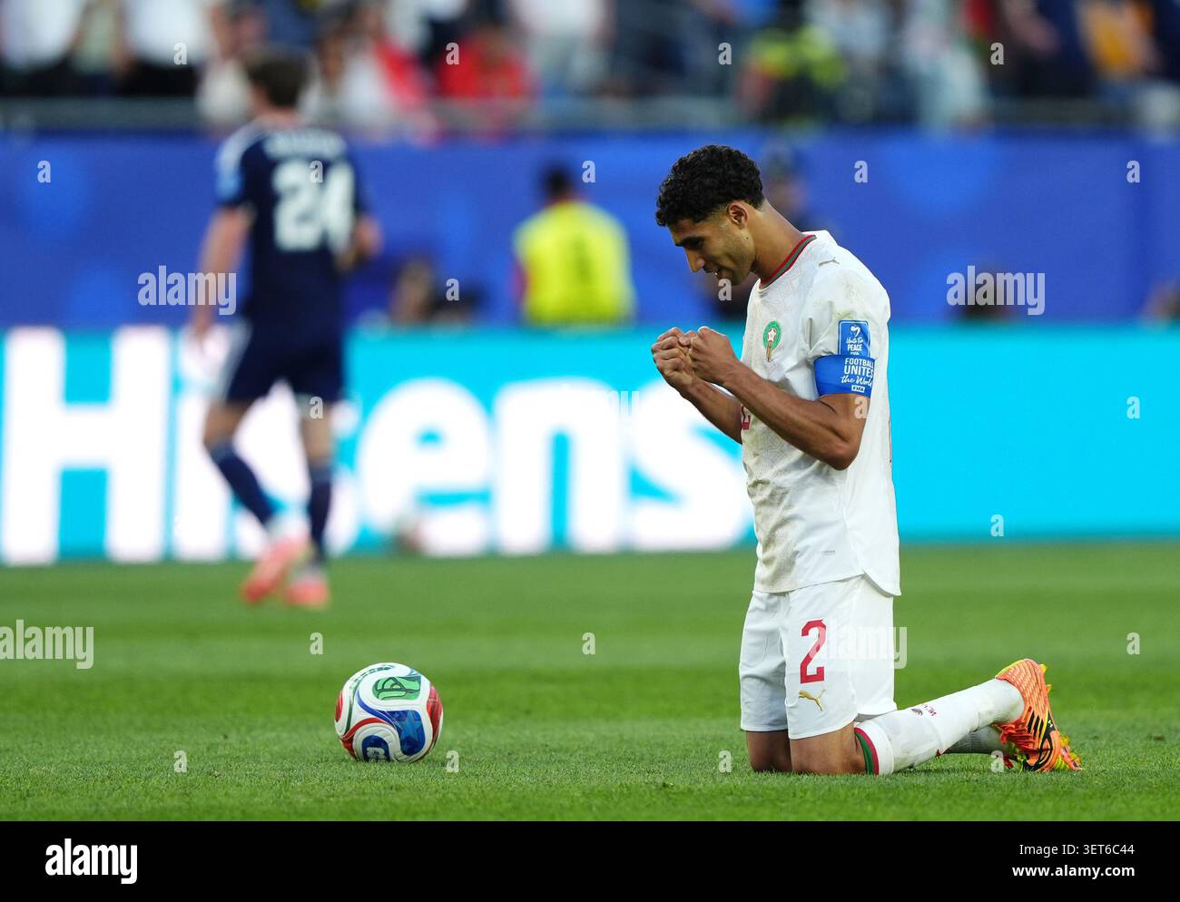 Morocco's Achraf Hakimi celebrates following victory in the FIFA World ...