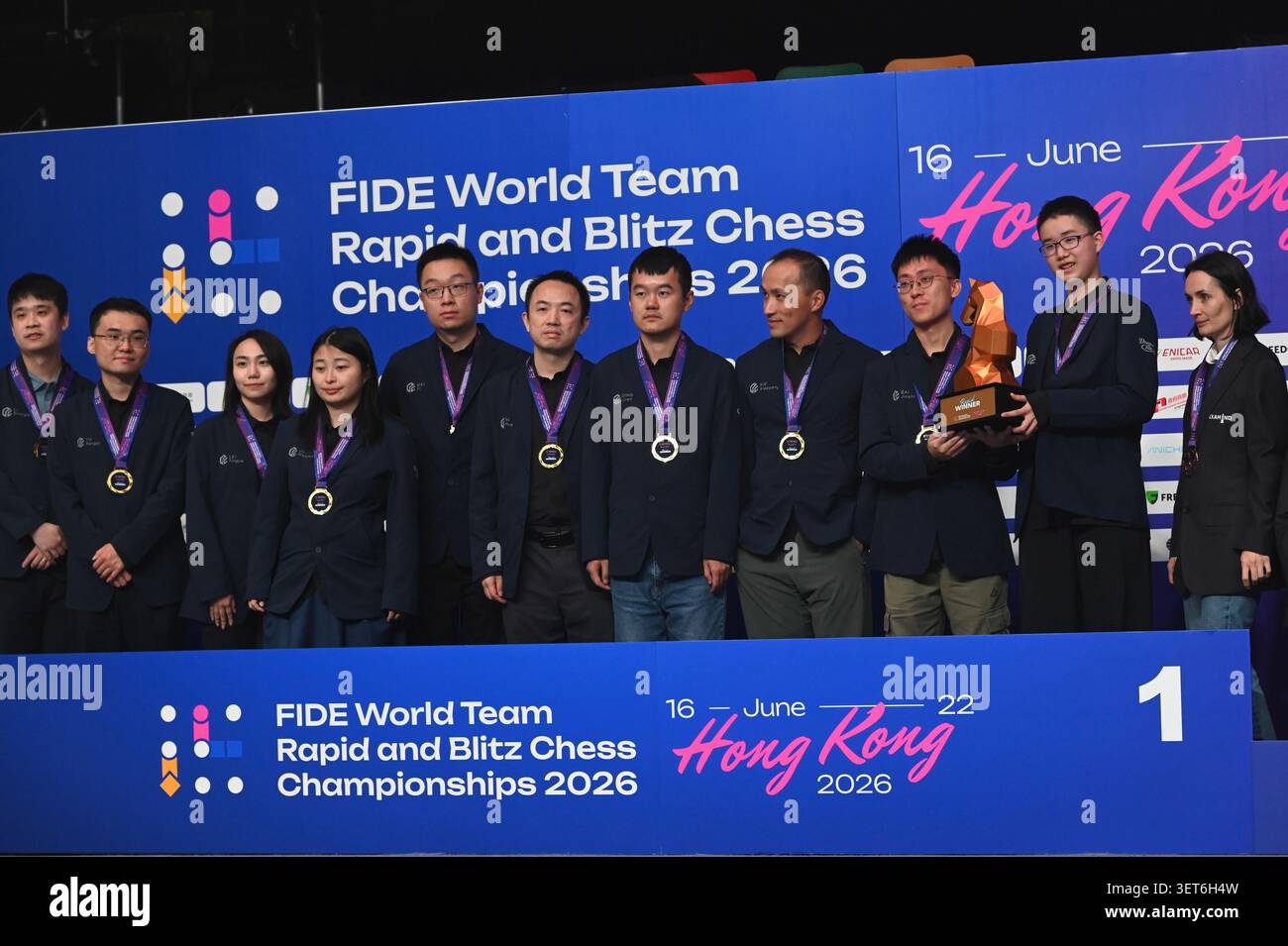 Team Dragon Chilling getting Rapid champion and posing photo at FIDE ...