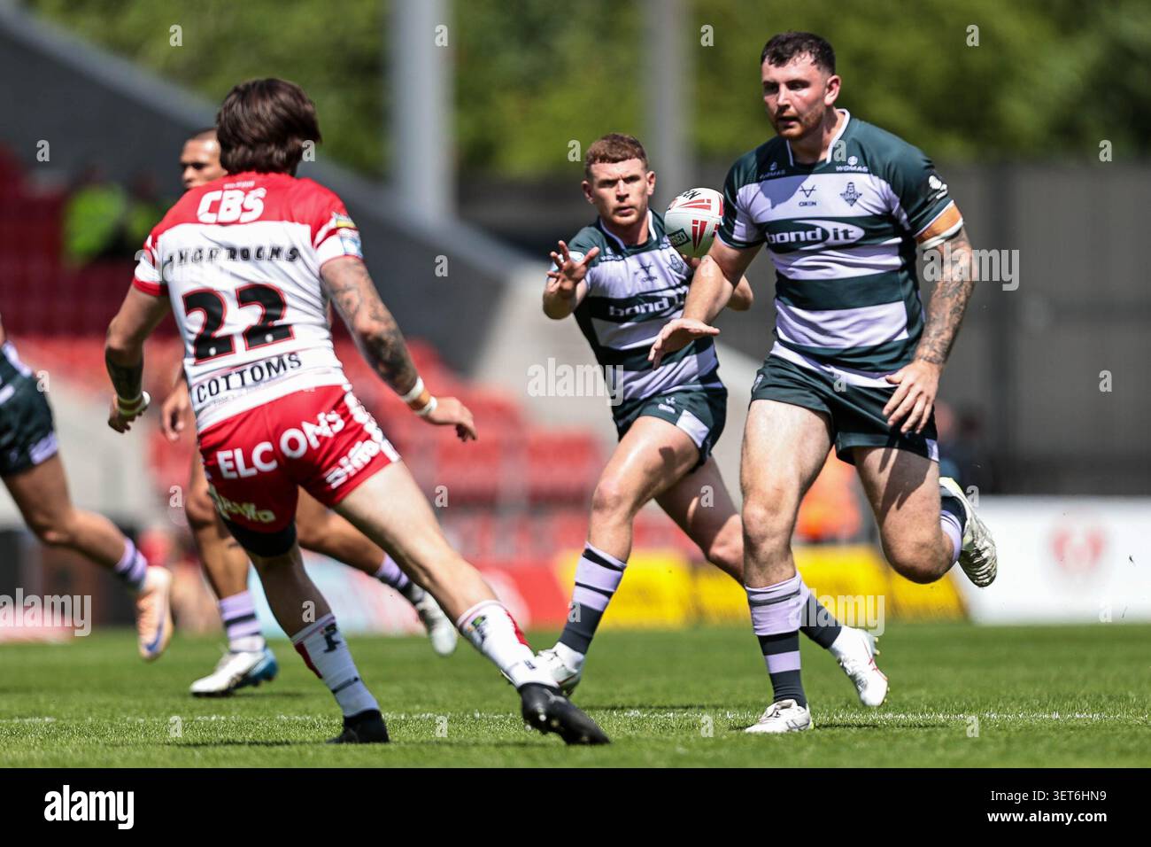 Olly Russell catches a pass during the BetFred Super League match ...