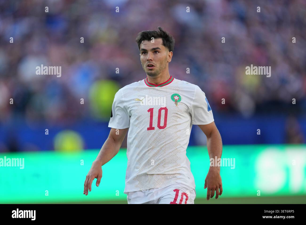 Morocco's Brahim Diaz (10) runs into position during the World Cup ...