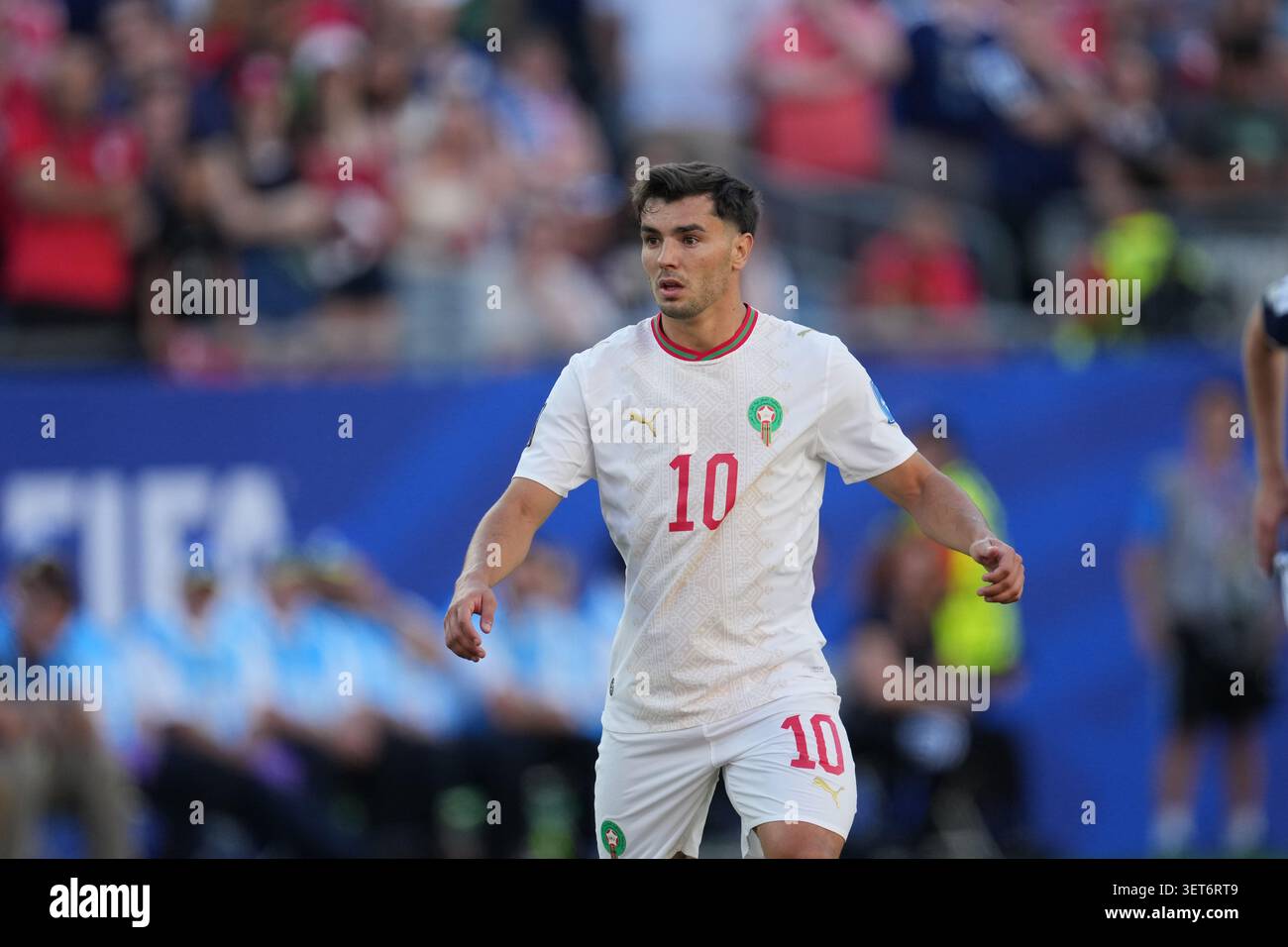 Morocco's Brahim Diaz (10) runs into position during the World Cup ...