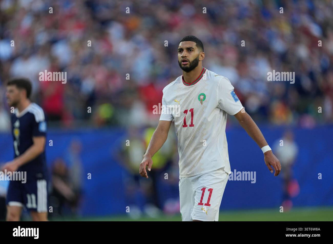 Morocco's Ismael Saibari (11) runs into position during the World Cup ...