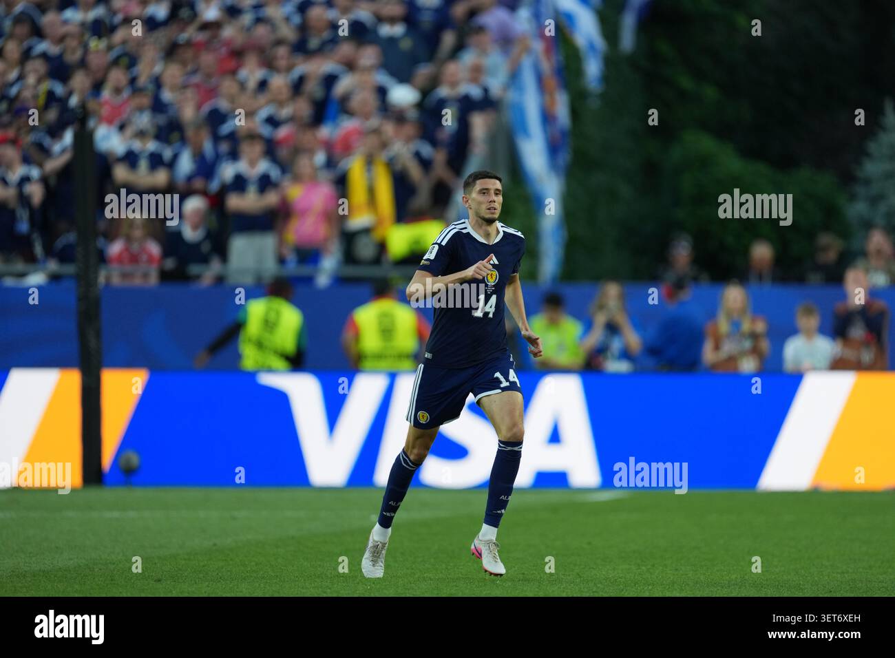 Scotland's Ross Stewart (14) runs into position during the World Cup ...