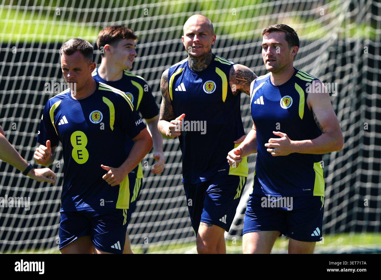 Scotland's Lyndon Dykes (centre) and team-mates during a training ...