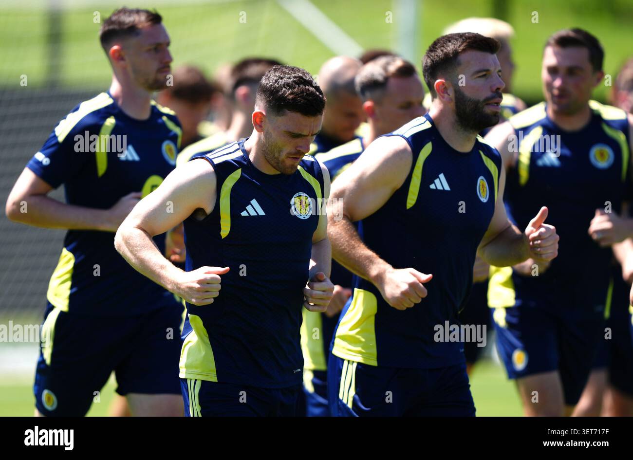 Scotland's Andrew Robertson and Grant Hanley during a training session ...
