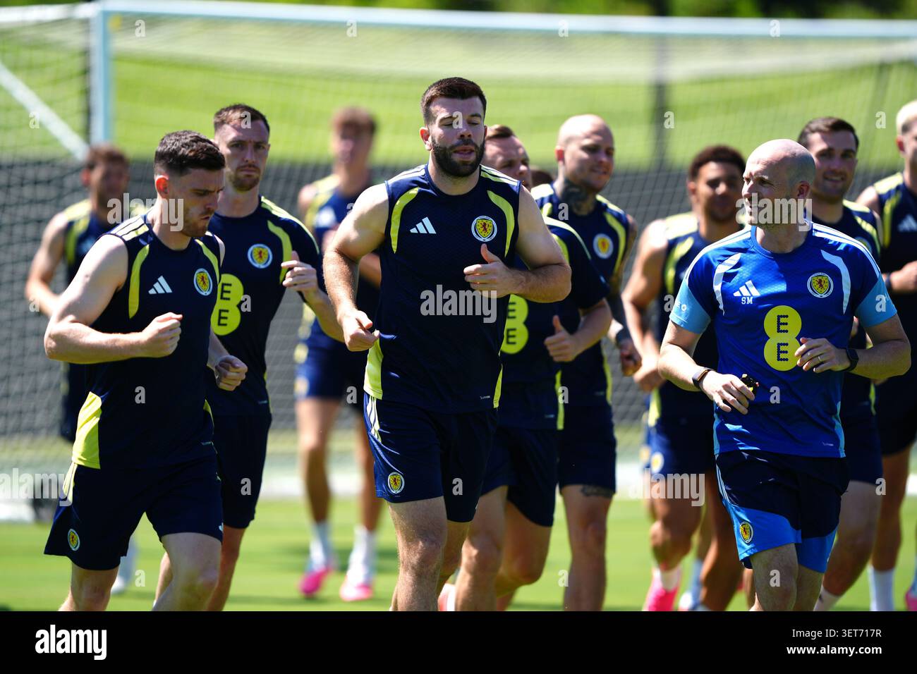 Scotland's Grant Hanley (centre) and team-mates during a training ...