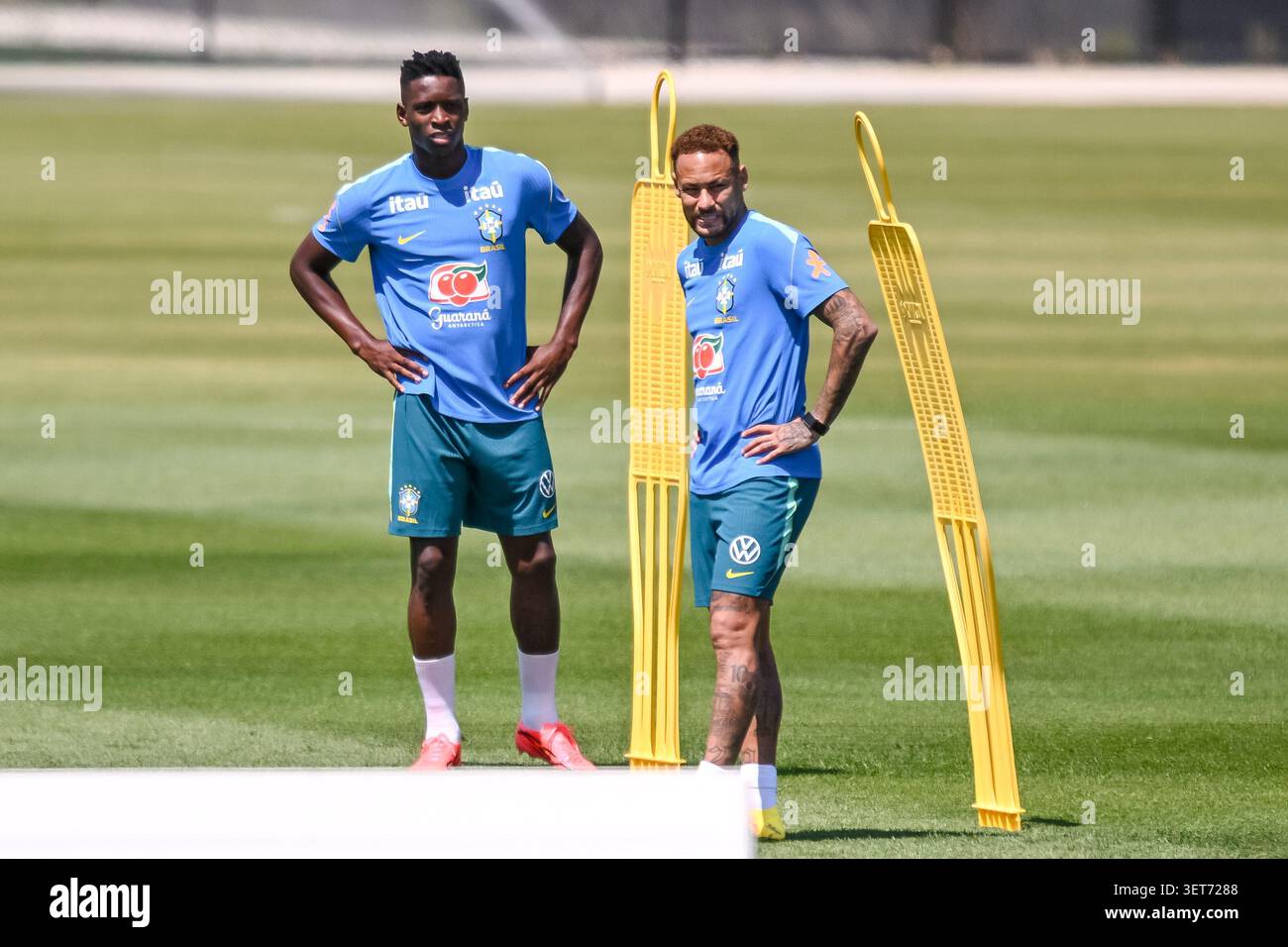 Luiz Henrique (Brazil) and Neymar (Brazil) Looks on during the Brazil ...
