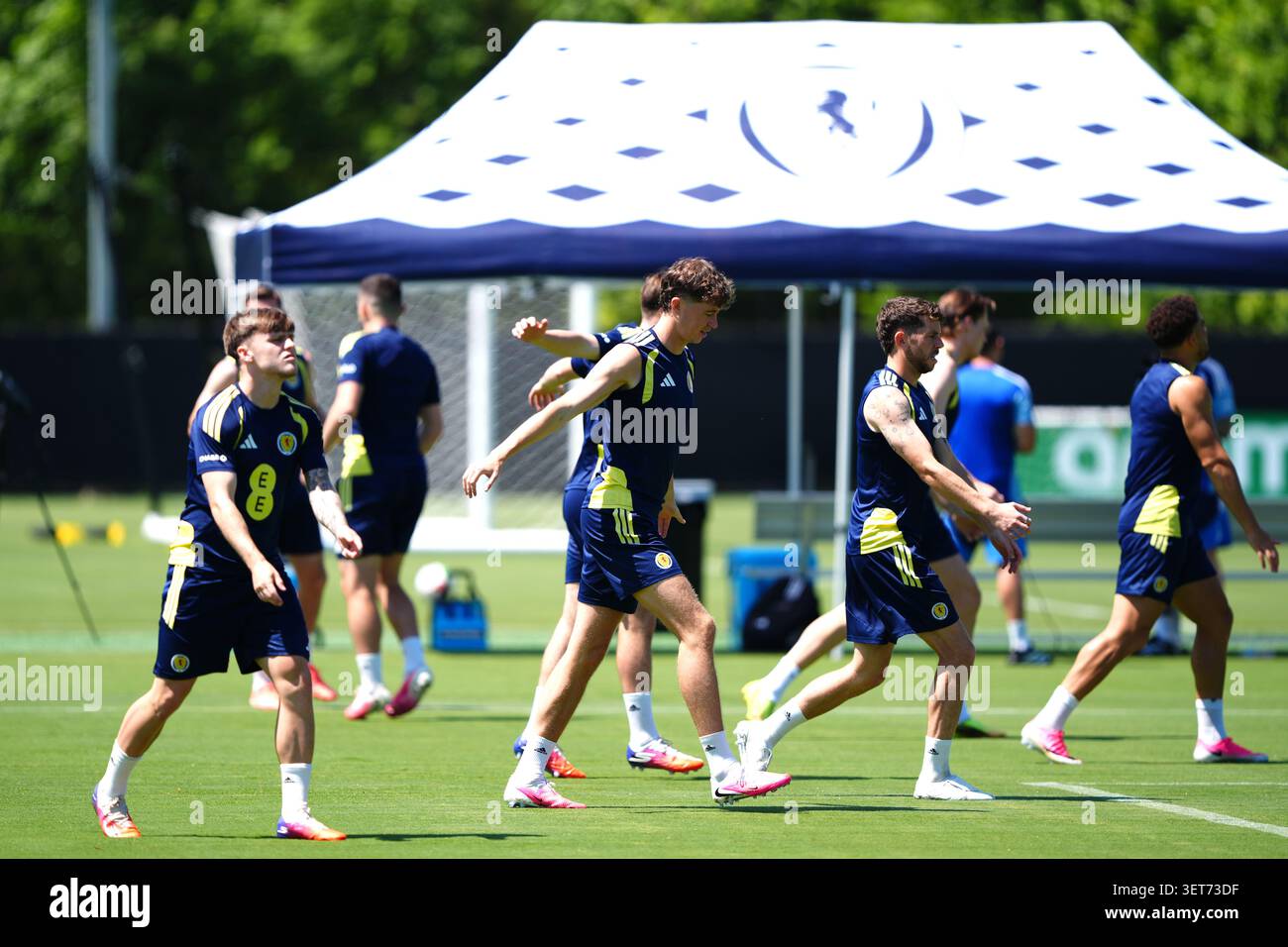 Scotland's Jack Hendry (centre) and team-mates during a training ...