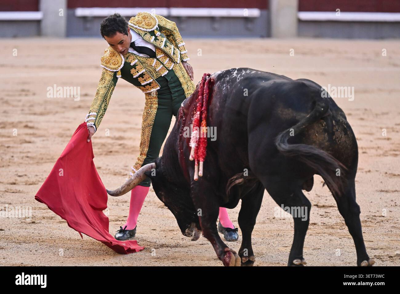 Bullfighter Juan Pablo Sánchez during the bullfight with bulls from the ...