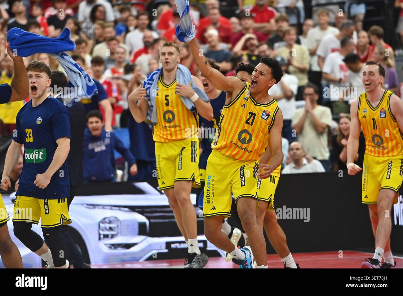 Player Alba, cheers, joy, enthusiasm. Basketball BBL, Season 2025/2026 ...