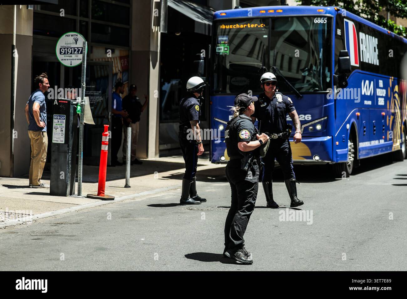 Illustration security with the France Bus during the French Team ...